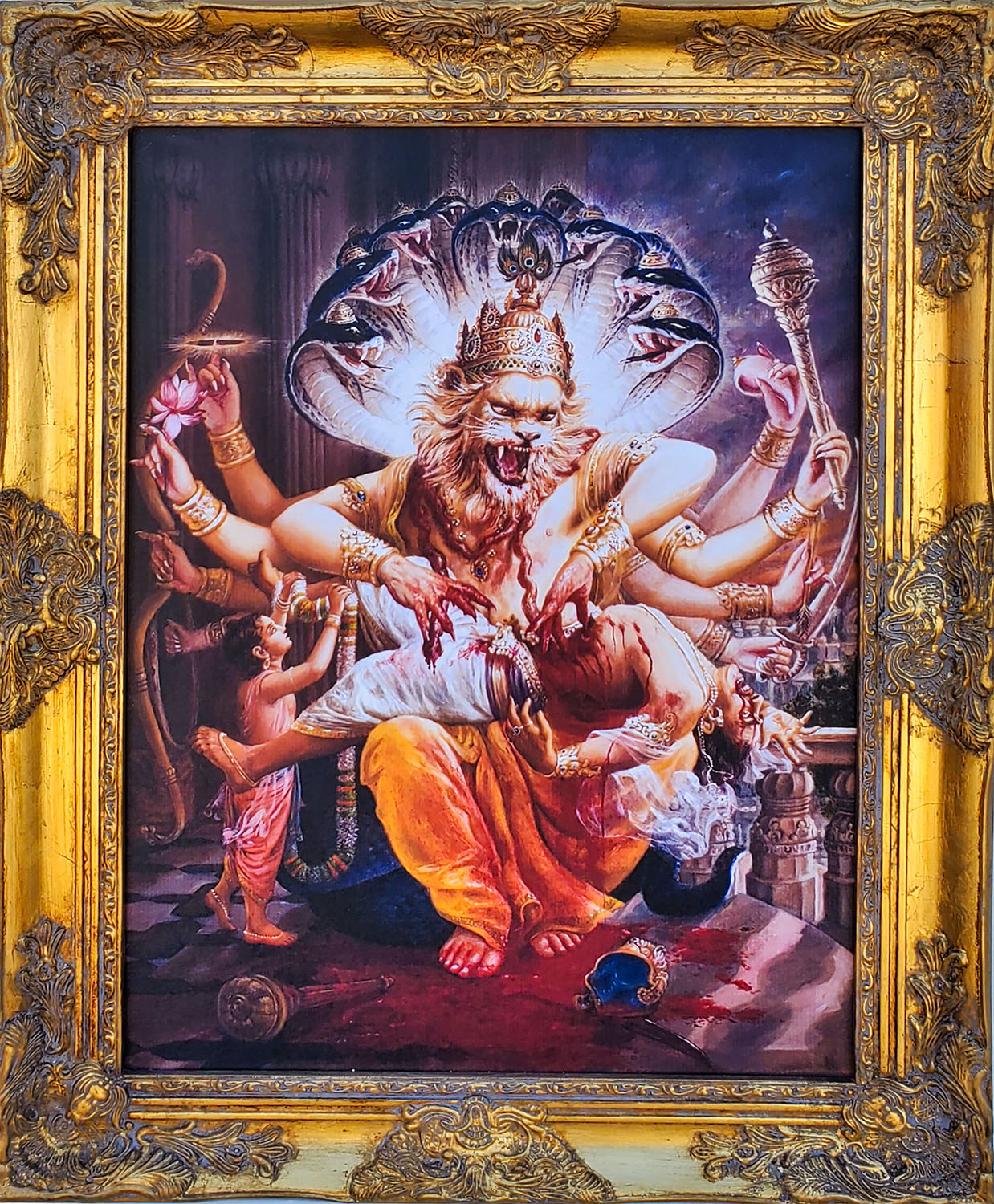 Framed Canvas of Ugra Narasimha Dev: Krishna Culture