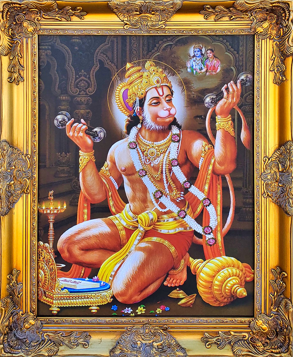 Framed Hanuman Bhajan Canvas Art: Krishna Culture