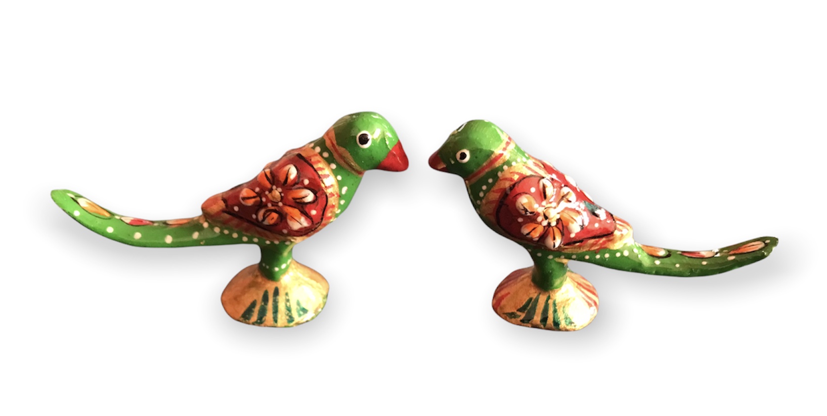 Set of 2 Green Parrots: Krishna Culture