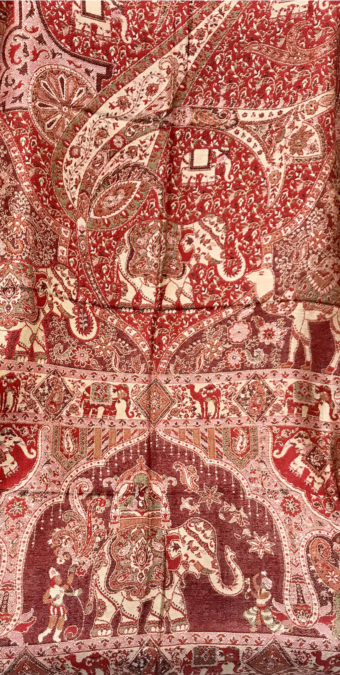 Rajasthani Shawl Reversible Red and Beige: Krishna Culture