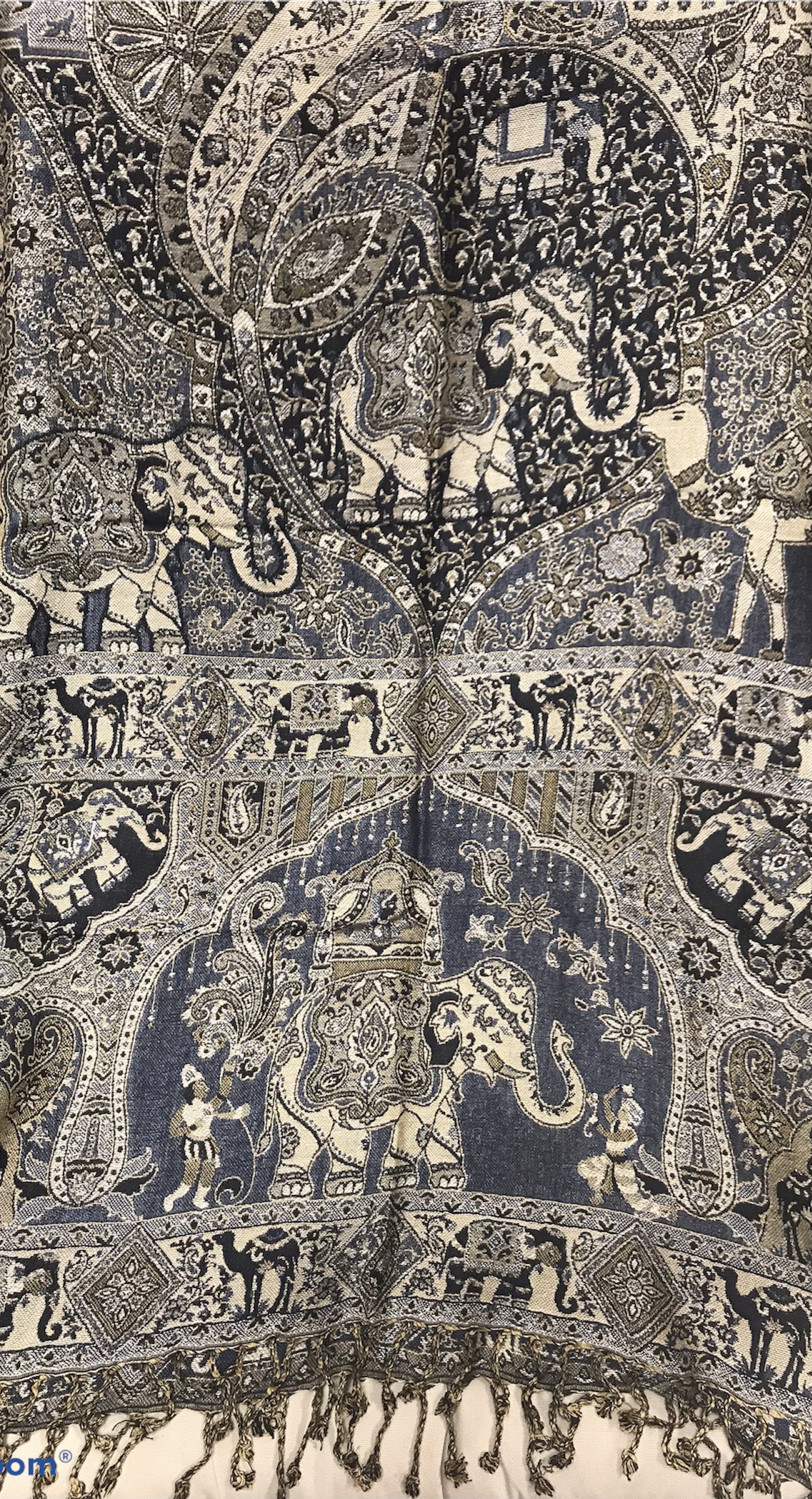 Rajasthani Shawl Reversible Steel Gray and Beige: Krishna Culture