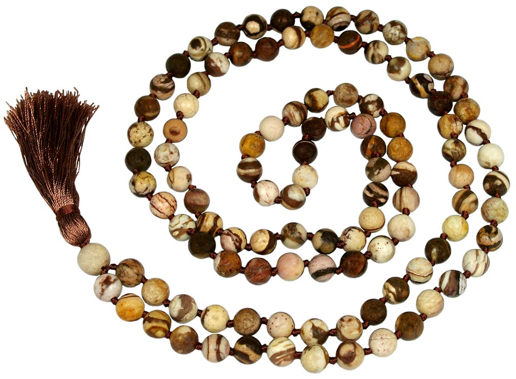Australian Zebra Stone Japa Beads 8mm: Krishna Culture