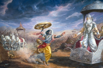 KRISHNA AND BHISHMADEVA 24 X 36": Krishna Culture