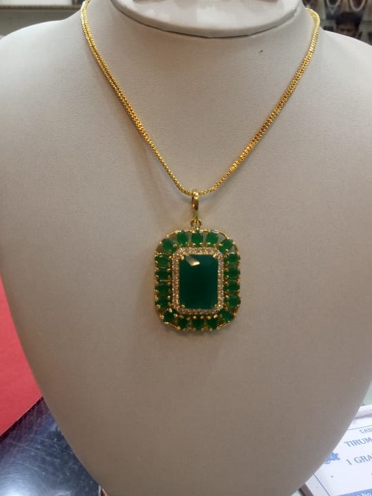 20. Art Emerald locket with chain: Krishna Culture