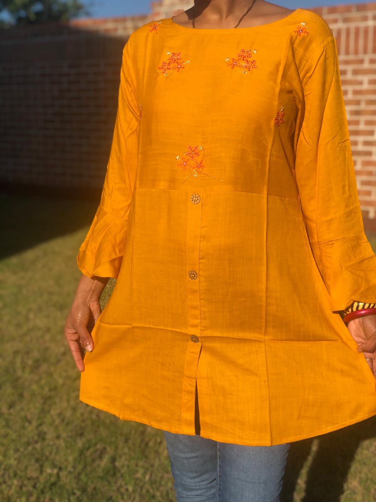 Beautiful Yellow Kurti Medium Size: Krishna Culture