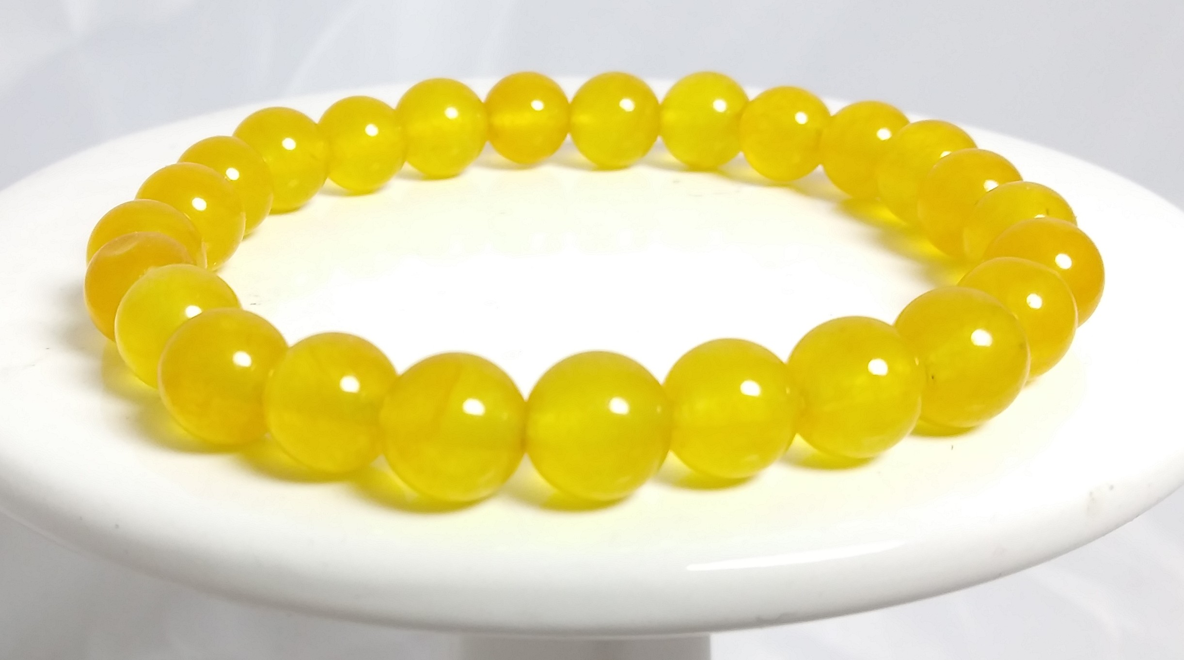 Yellow Jade Stretch Bracelet: Krishna Culture